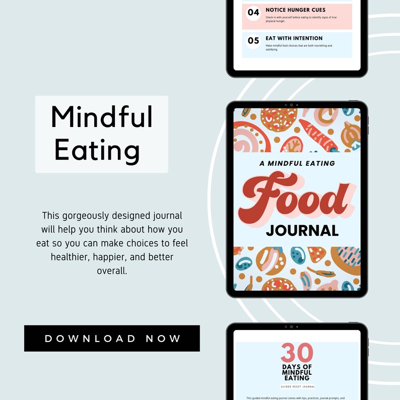 Mindful Eating Workbook Printable | Intuitive Eating Journal | Food ...