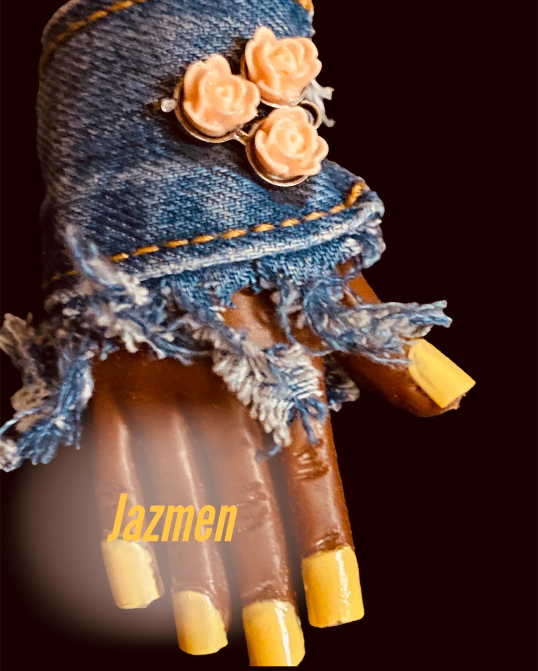 Baddie Keychain Denim Cuff Baddie Nails Gift for Her Mini Mani - Etsy