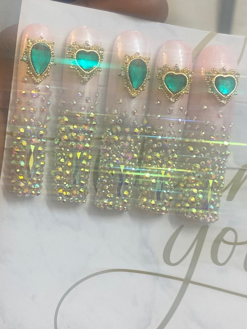 Cash Diamond Press on Nails Bling Nails Square Luxury - Etsy