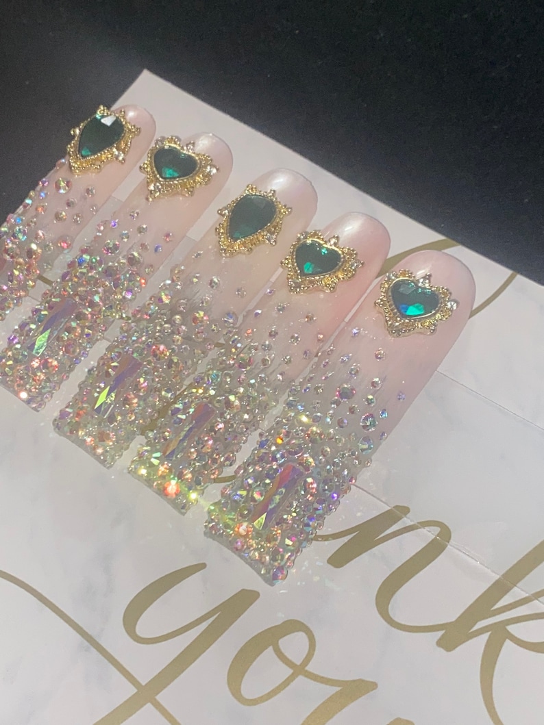 Cash Diamond Press on Nails Bling Nails Square Luxury - Etsy