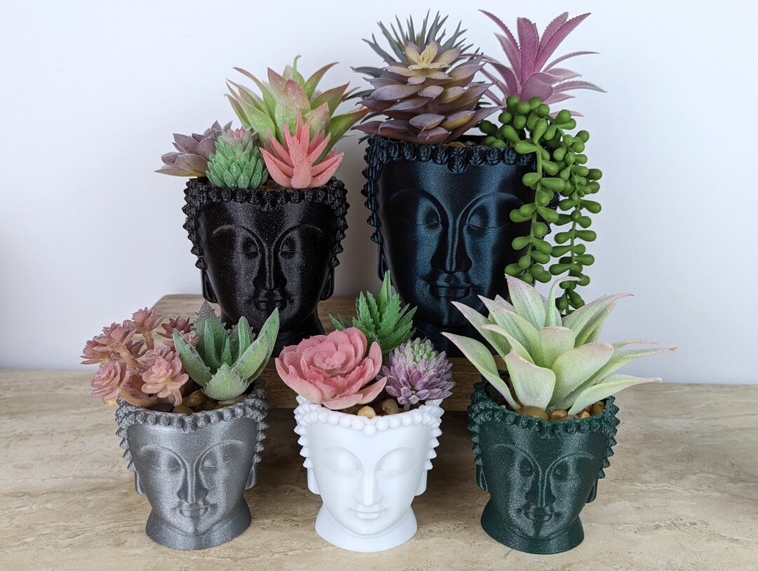 Buddha Head Planter, Succulent Pot, Zen Mindfulness, Spiritual, 3D ...