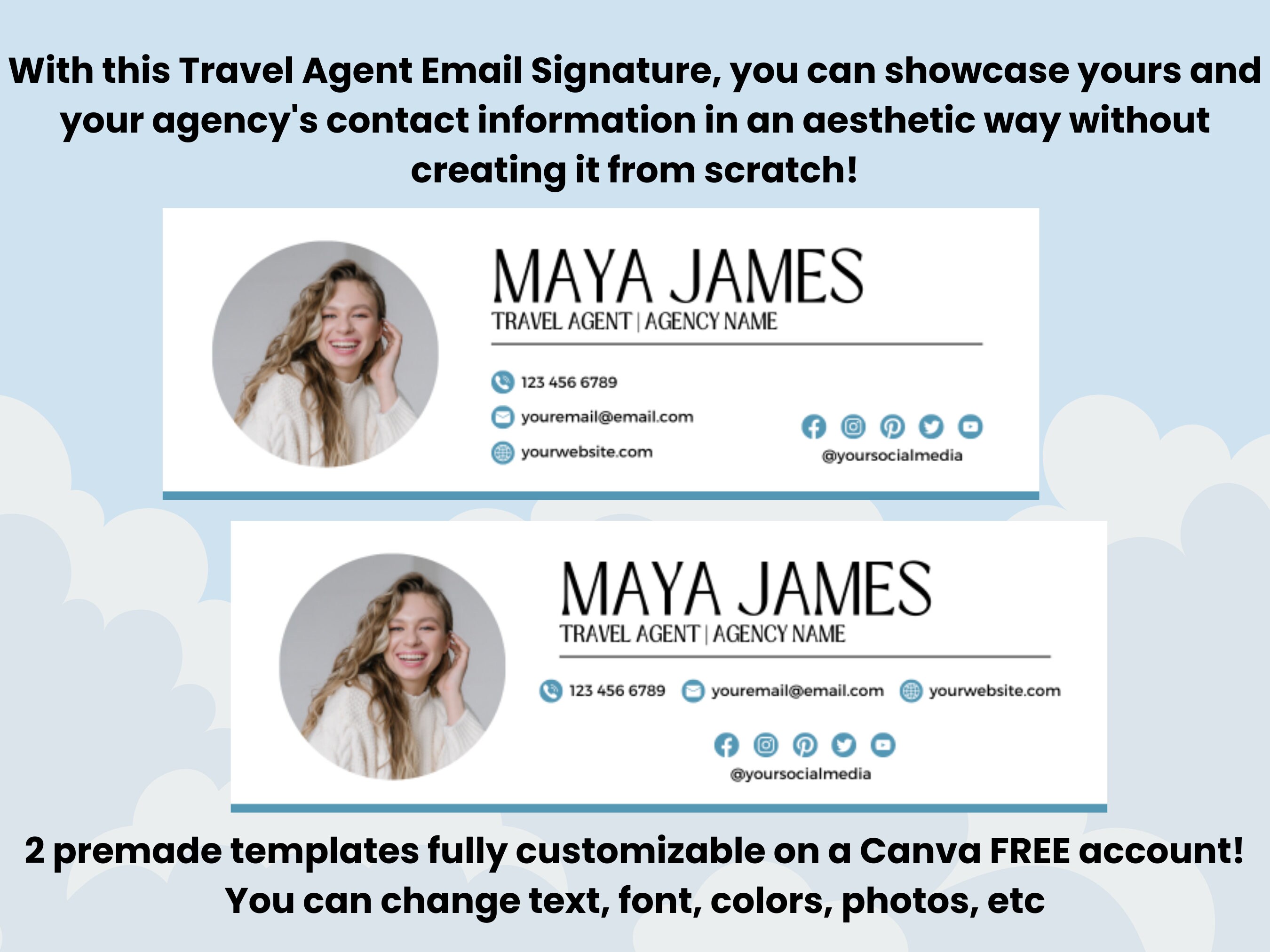Travel Agent Email Signature Canva Template, Minimalist Business Email ...