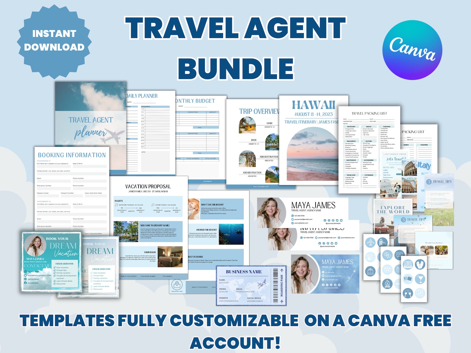 Travel Agent Templates Bundle, Canva Template Travel Agency Business ...