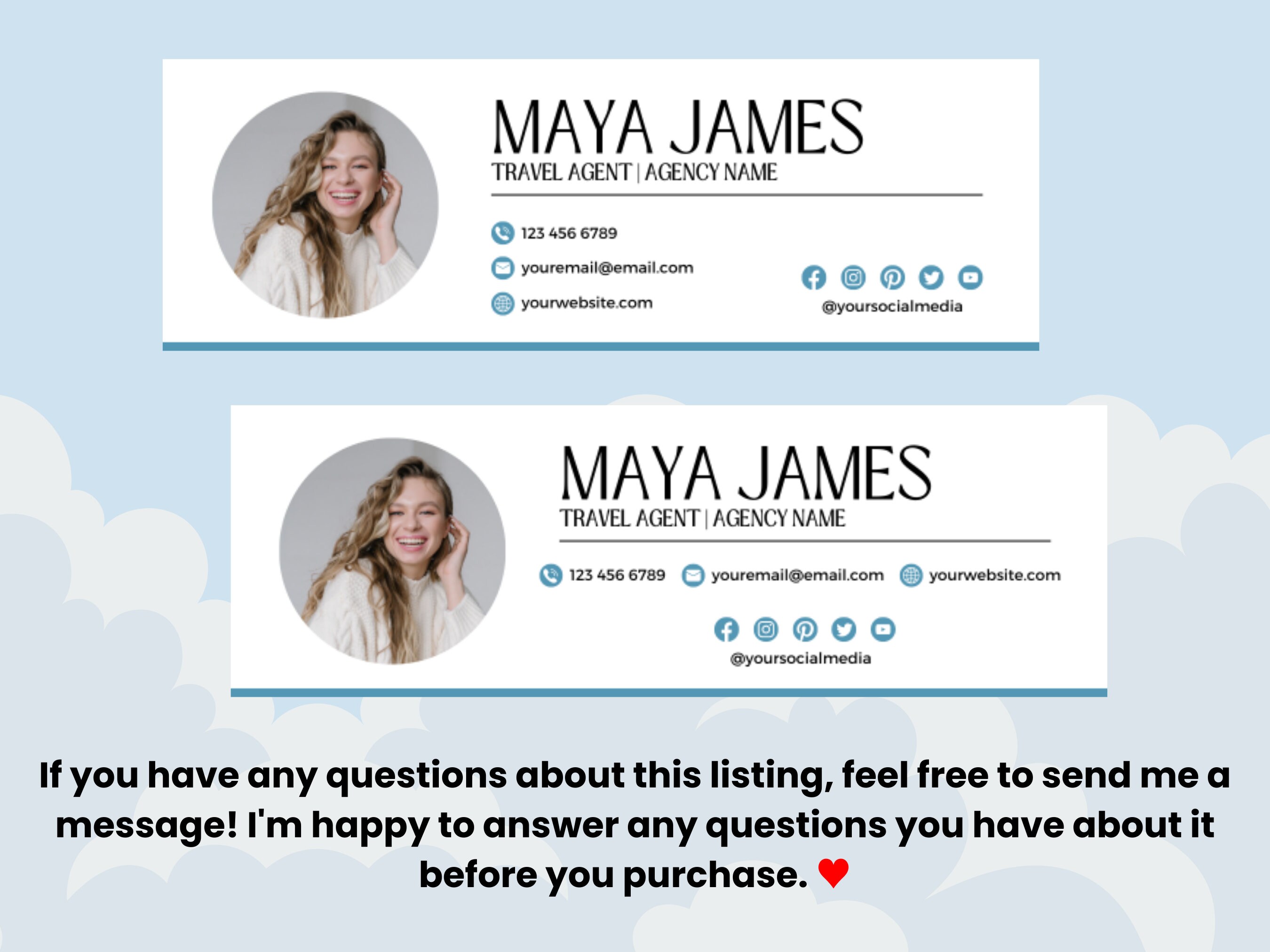 Travel Agent Email Signature Canva Template, Minimalist Business Email ...