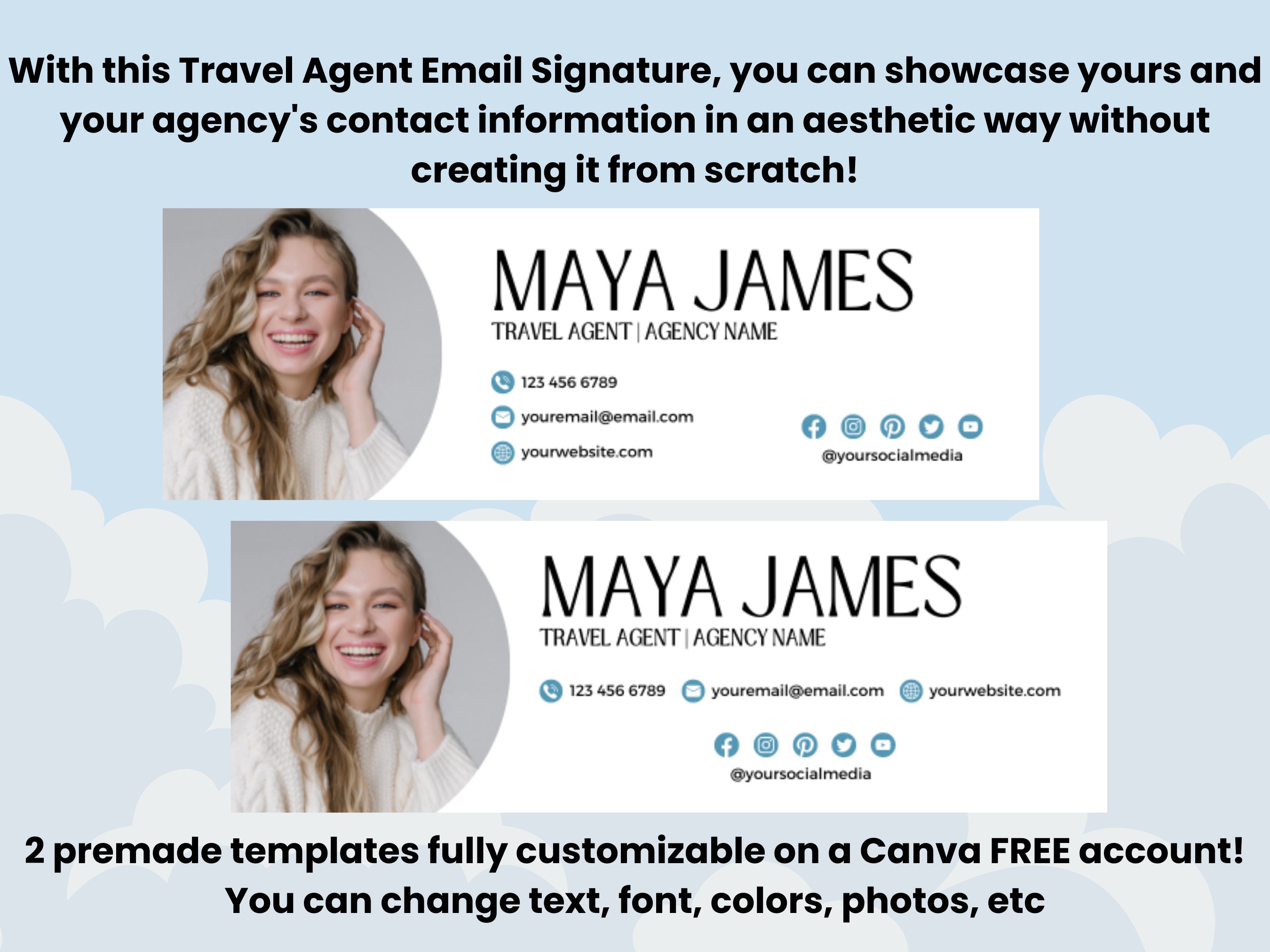 Travel Agent Email Signature Canva Template, Minimalist Business Email ...