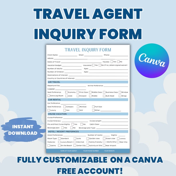 Travel Inquiry Invoice - Etsy