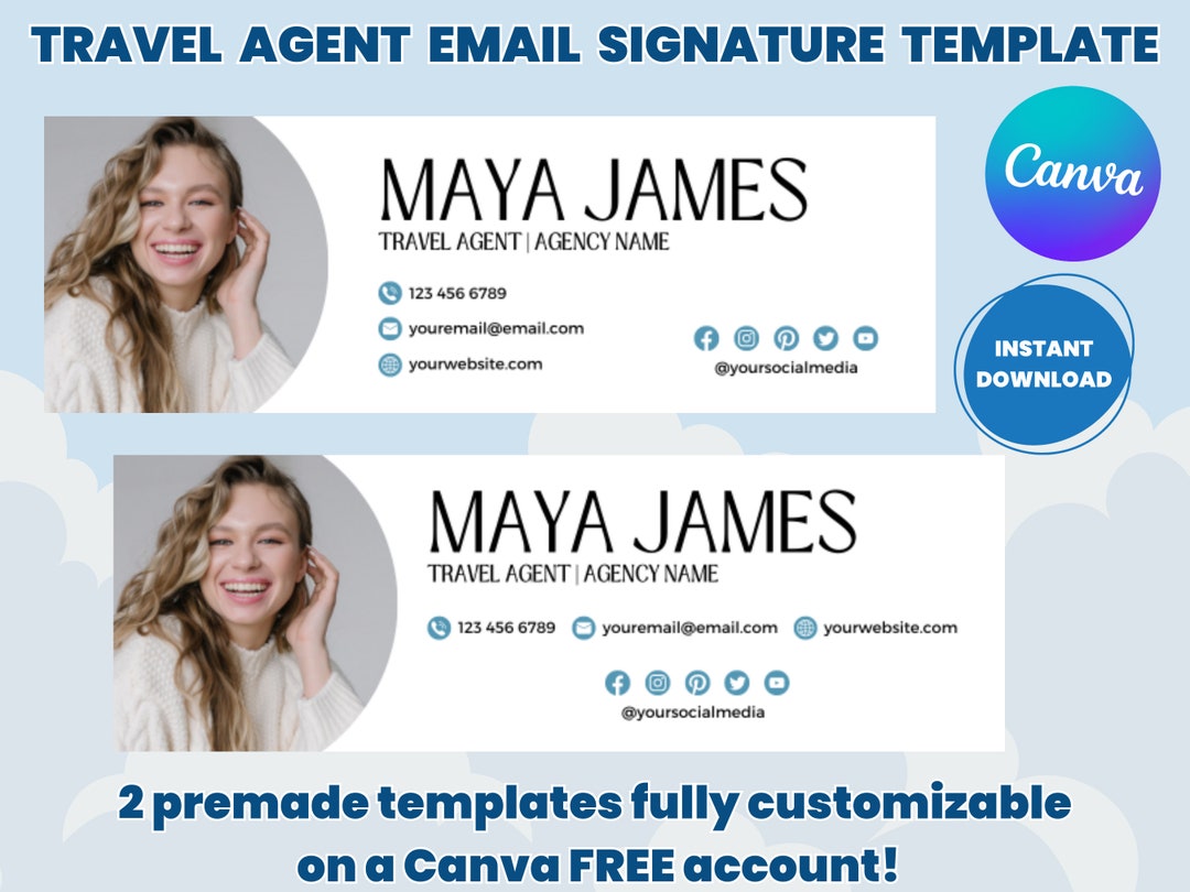 Travel Agent Email Signature Canva Template, Minimalist Business Email ...