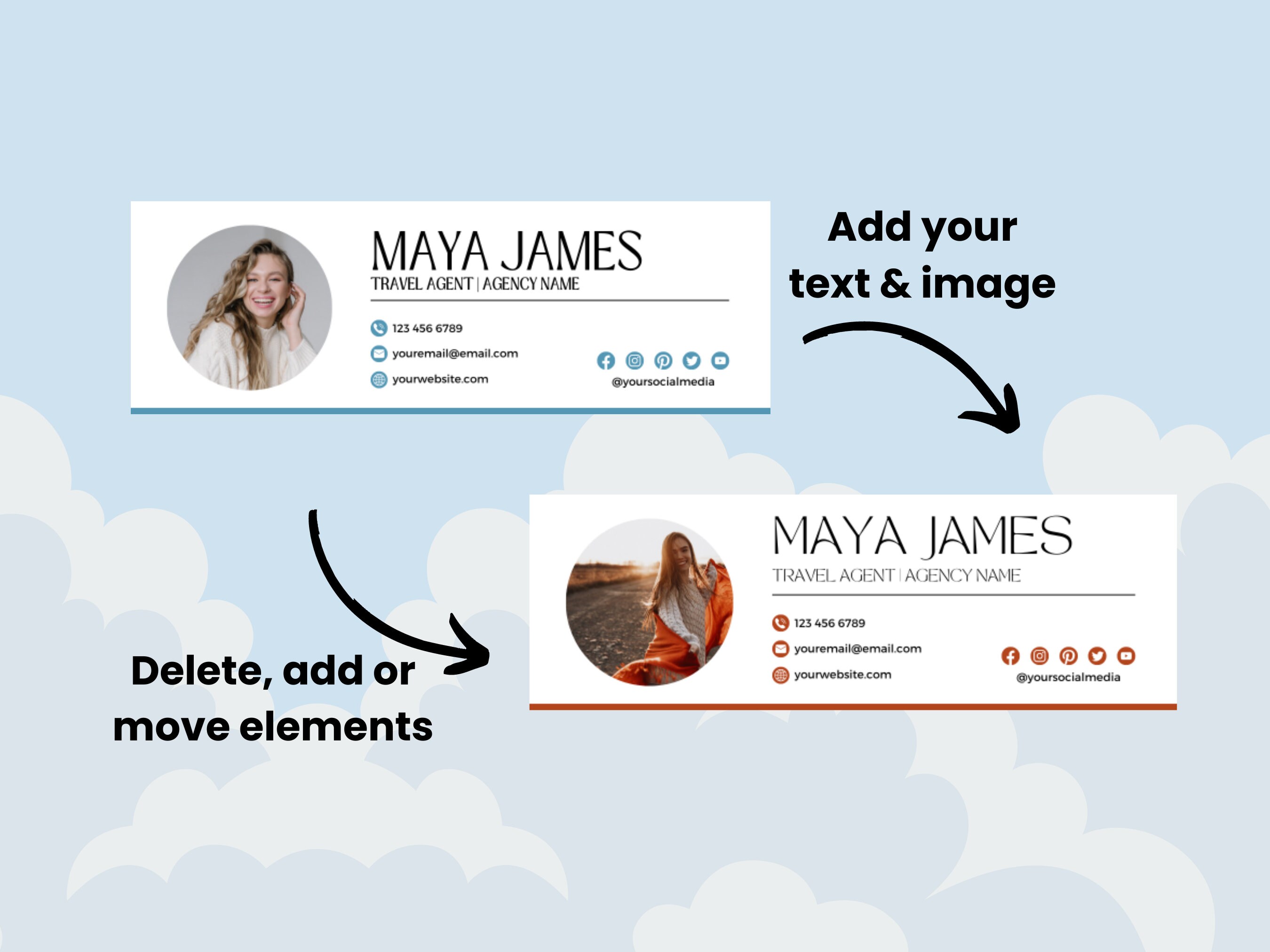 Travel Agent Email Signature Canva Template, Minimalist Business Email ...