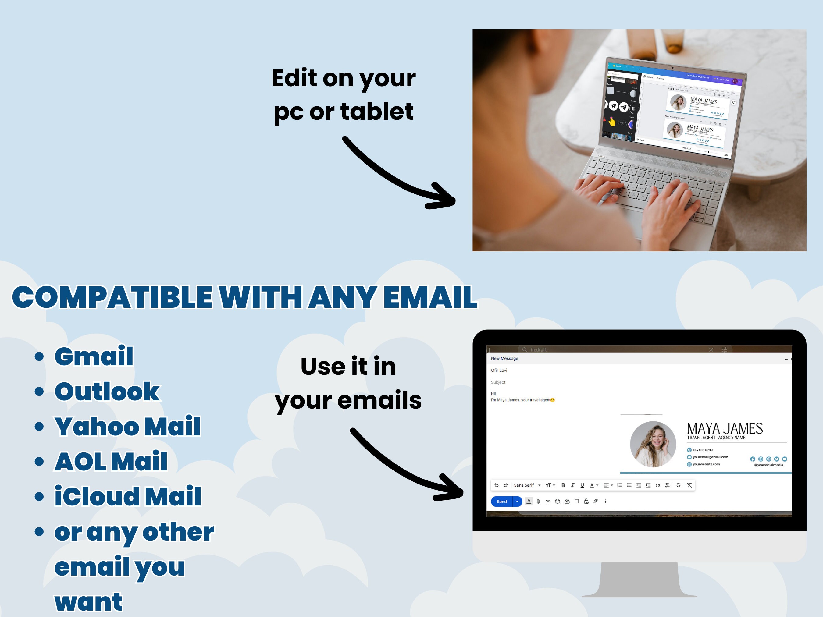 Travel Agent Email Signature Canva Template, Minimalist Business Email ...