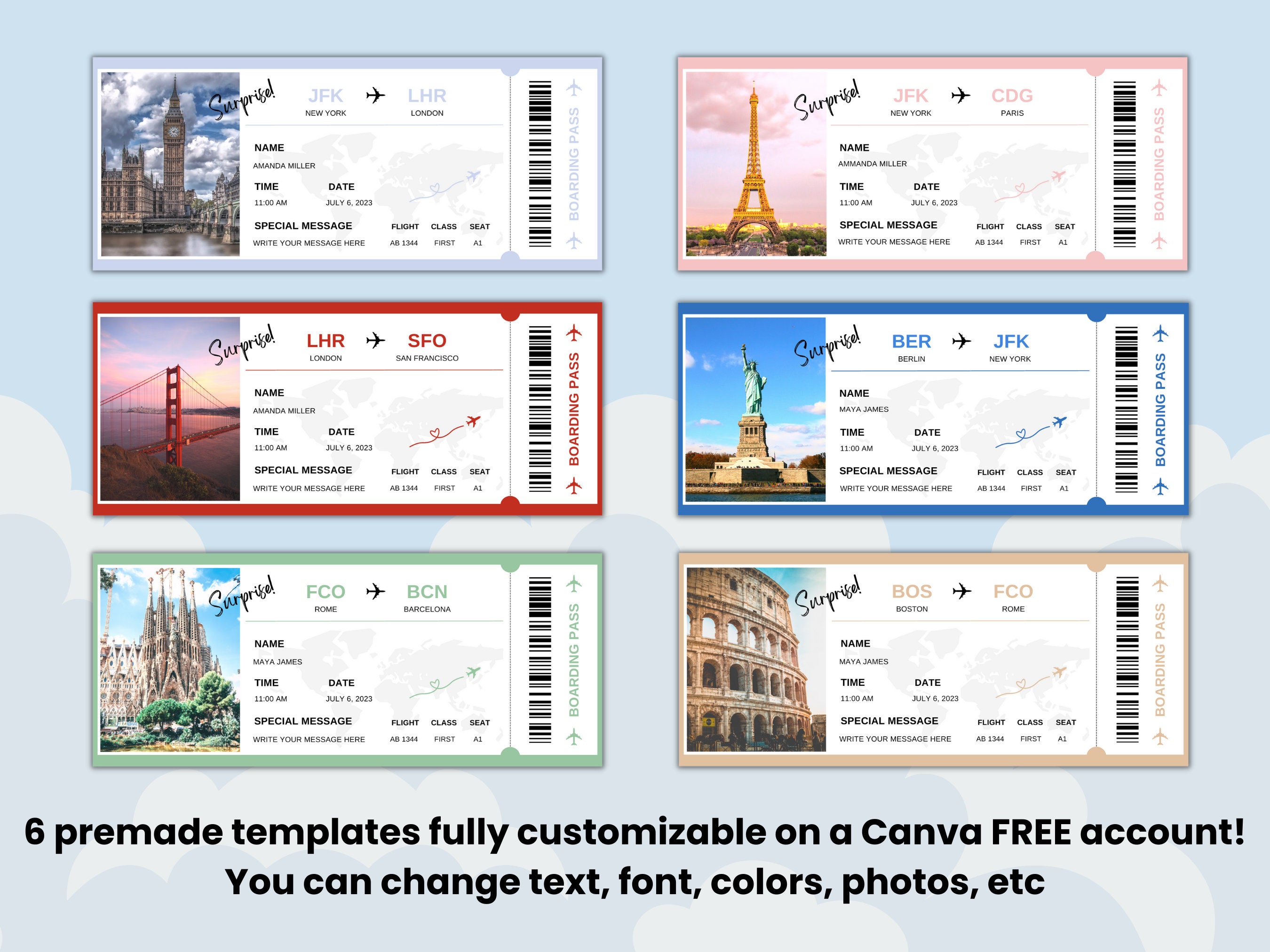 Editable Boarding Pass Template Printable Personalized - Etsy