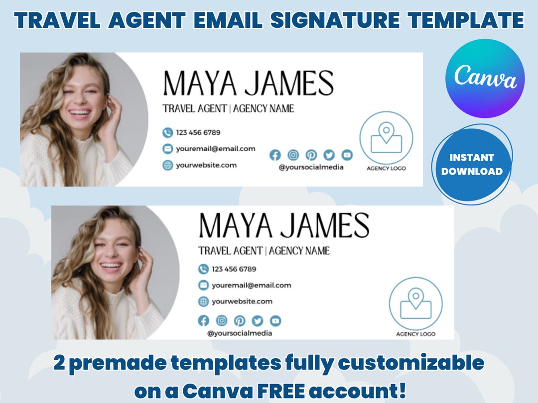 Travel Agent Email Signature Canva Template, Minimalist Business Email ...