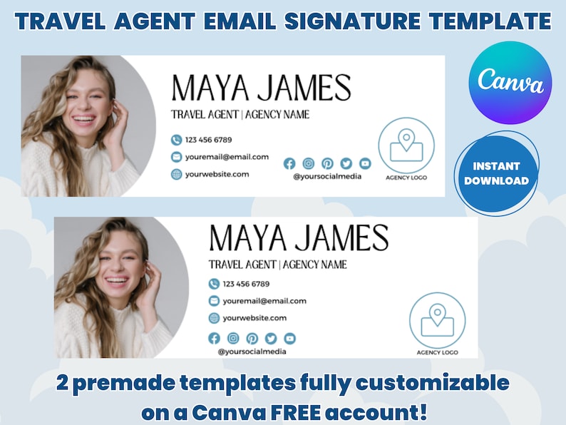 Travel Agent Email Signature Canva Template, Minimalist Business Email ...
