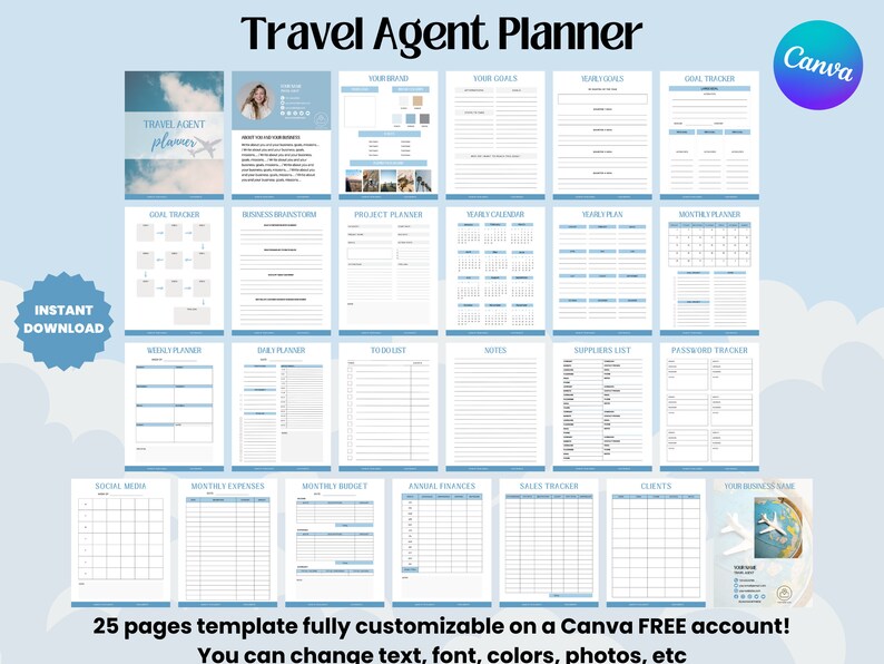 Travel Agent Templates Bundle, Canva Template Travel Agency Business ...
