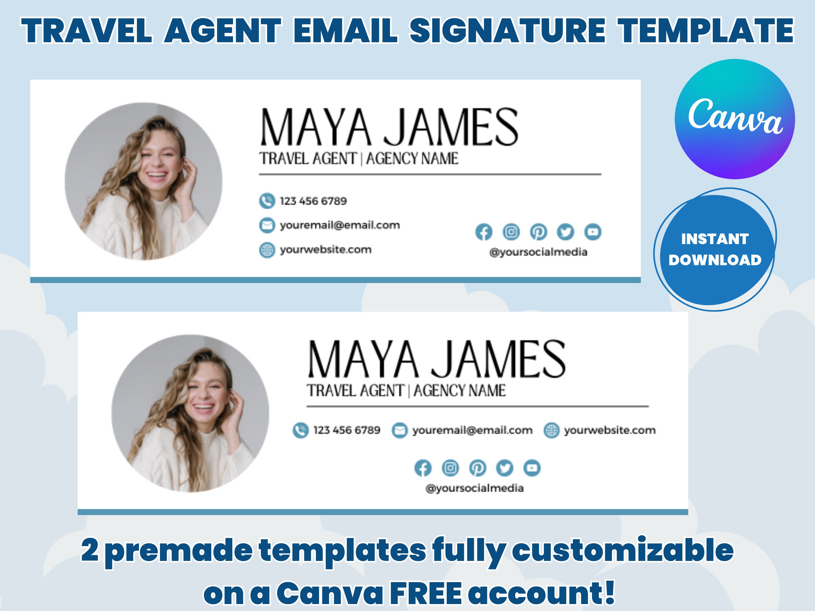 Travel Agent Email Signature Canva Template, Minimalist Business Email ...