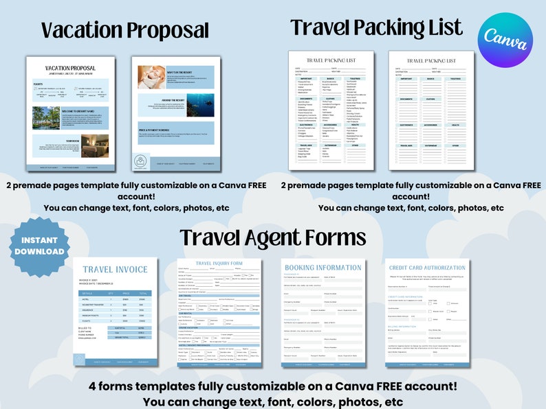 Travel Agent Templates Bundle, Canva Template Travel Agency Business ...