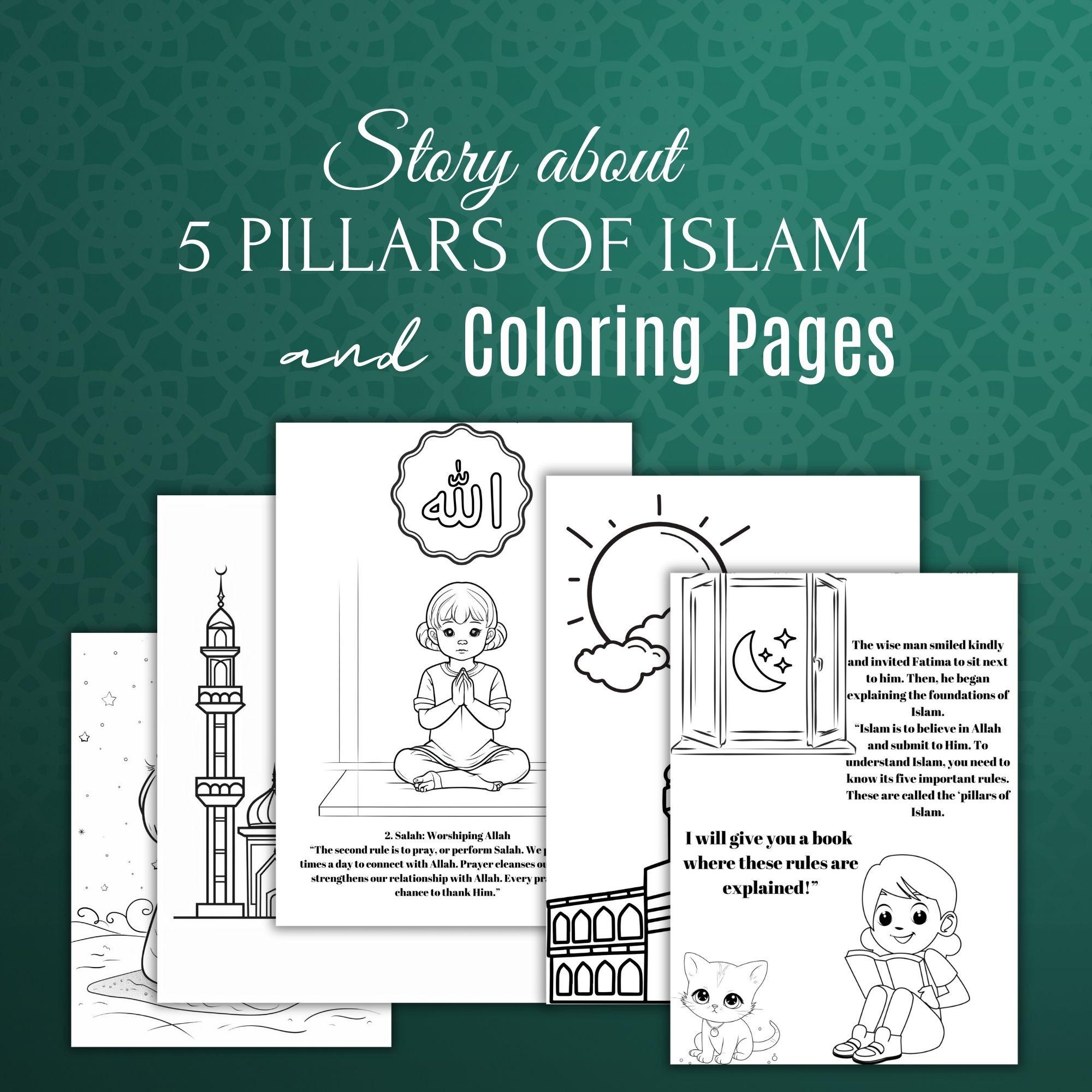 5 Pillars of Islam, Islamic Coloring Book for Kids, Islamic Storybook ...
