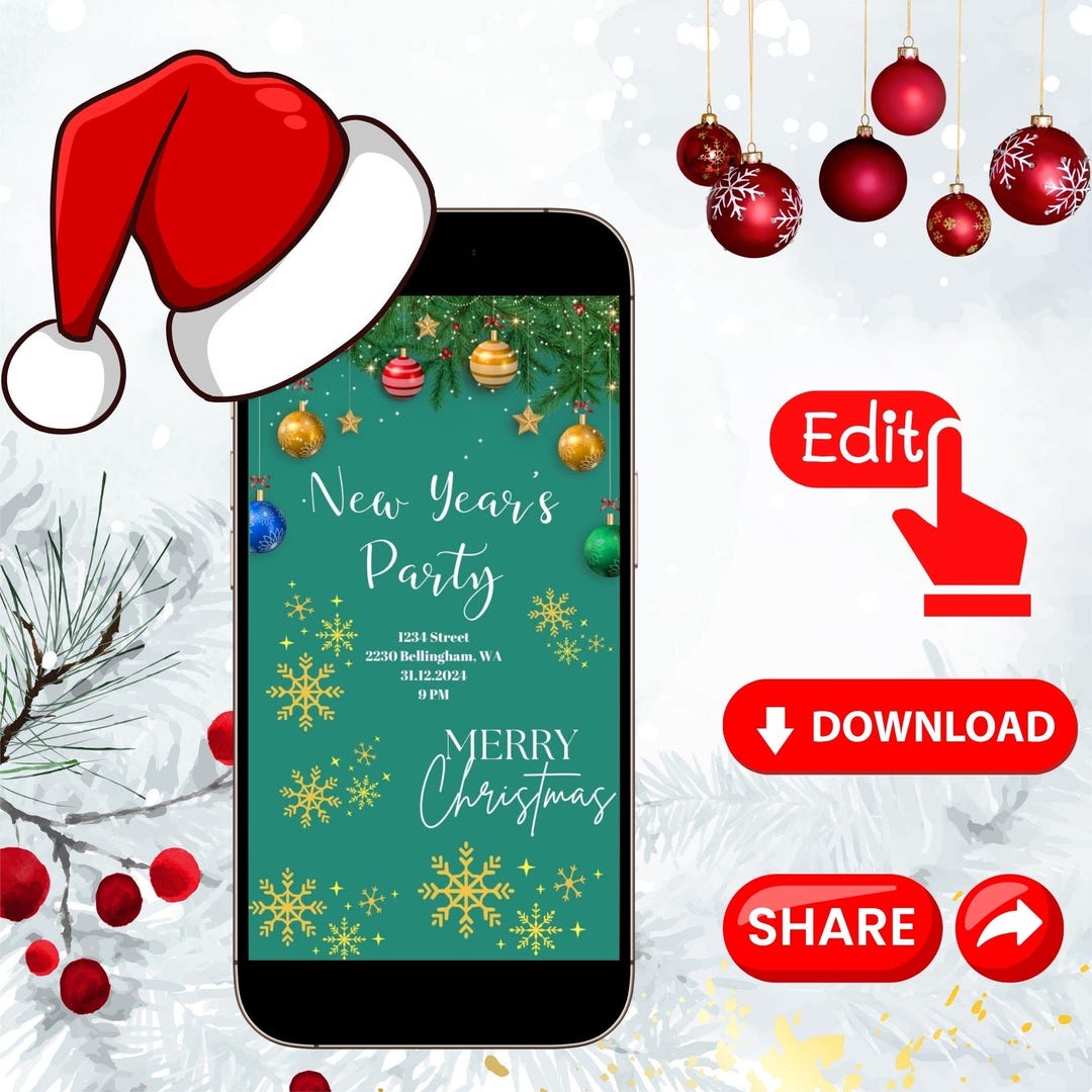 Editable Christmas Party Invitation Template, Christmas Party, Digital ...