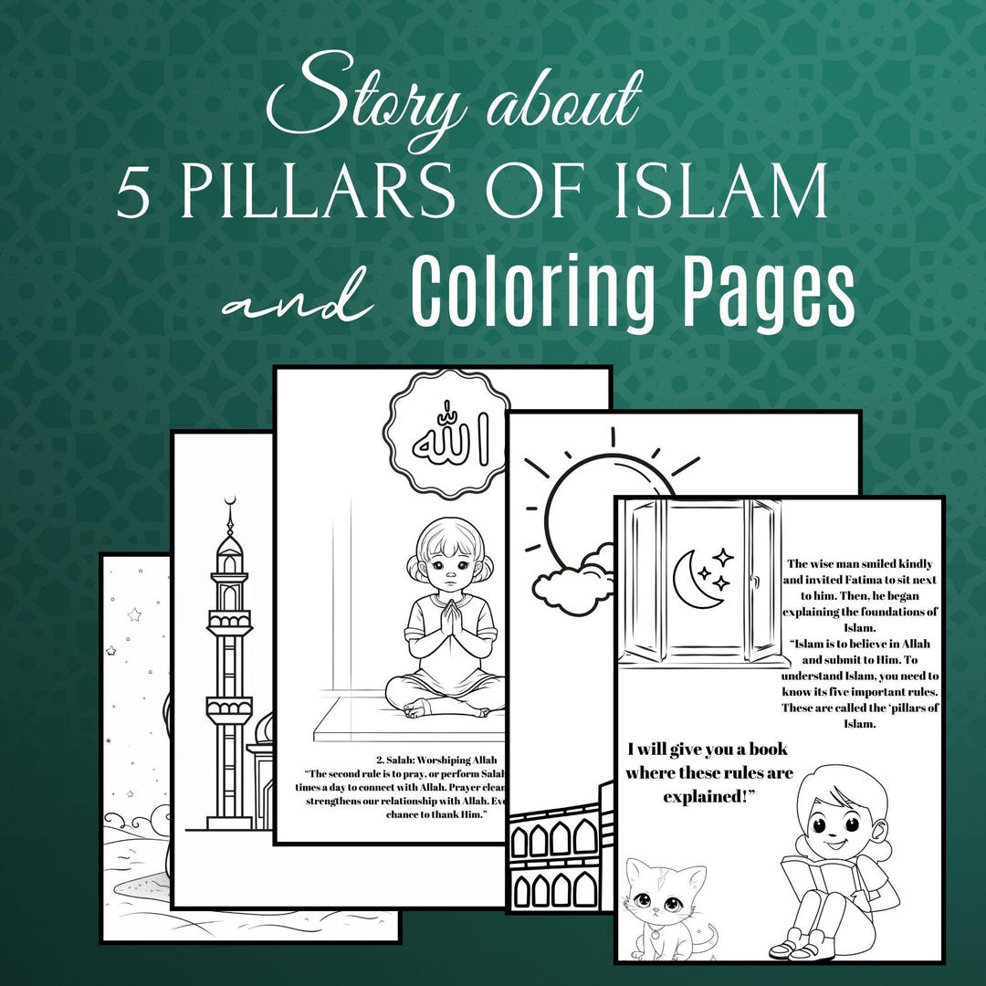 5 Pillars of Islam, Islamic Coloring Book for Kids, Islamic Storybook ...