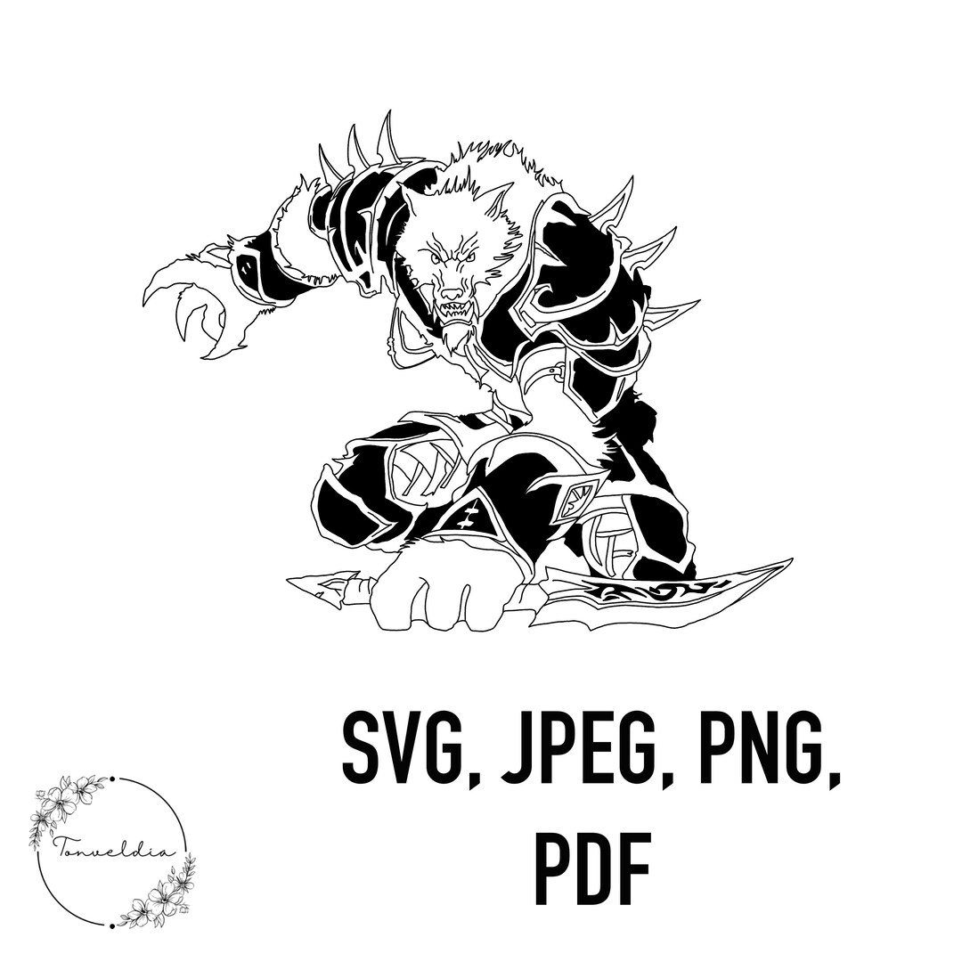 World of Warcraft Worgen SVG PNG Jpeg + PDF Cricut Cutting Digital File ...