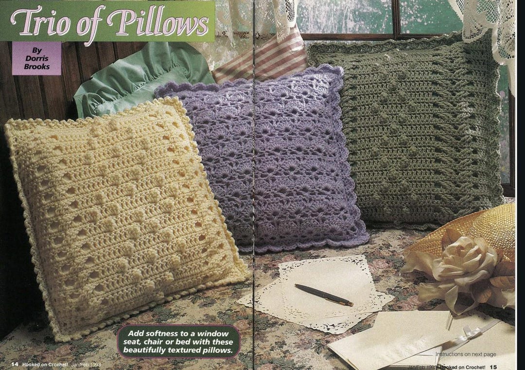 Three Vintage Crochet Pillow Patterns PDF Pattern Download - Etsy