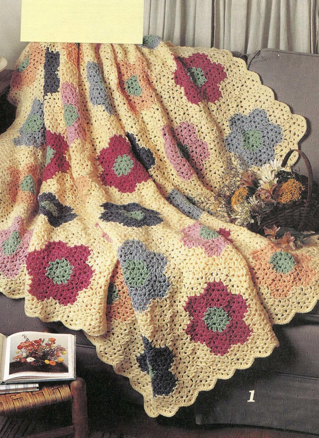 Vintage Flower Field Afghan Pattern Download PDF - Etsy