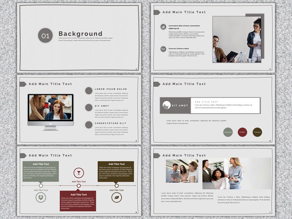 Minimal Business Style Powerpoint Template Grey Slides - Etsy