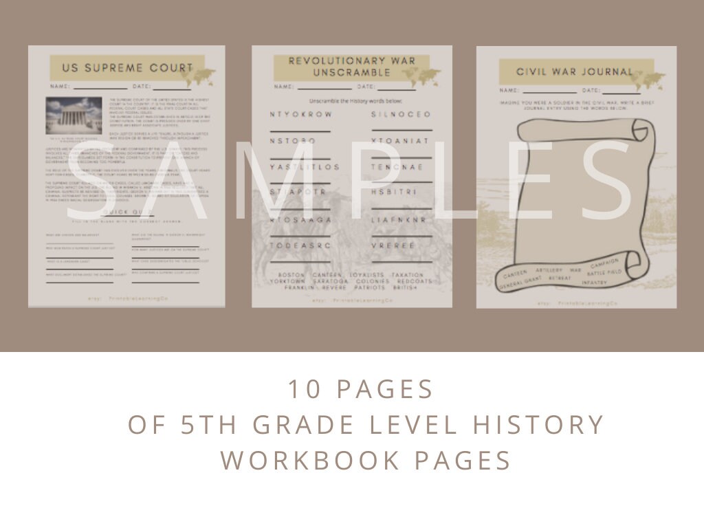 5th Grade History Workbooks - Etsy