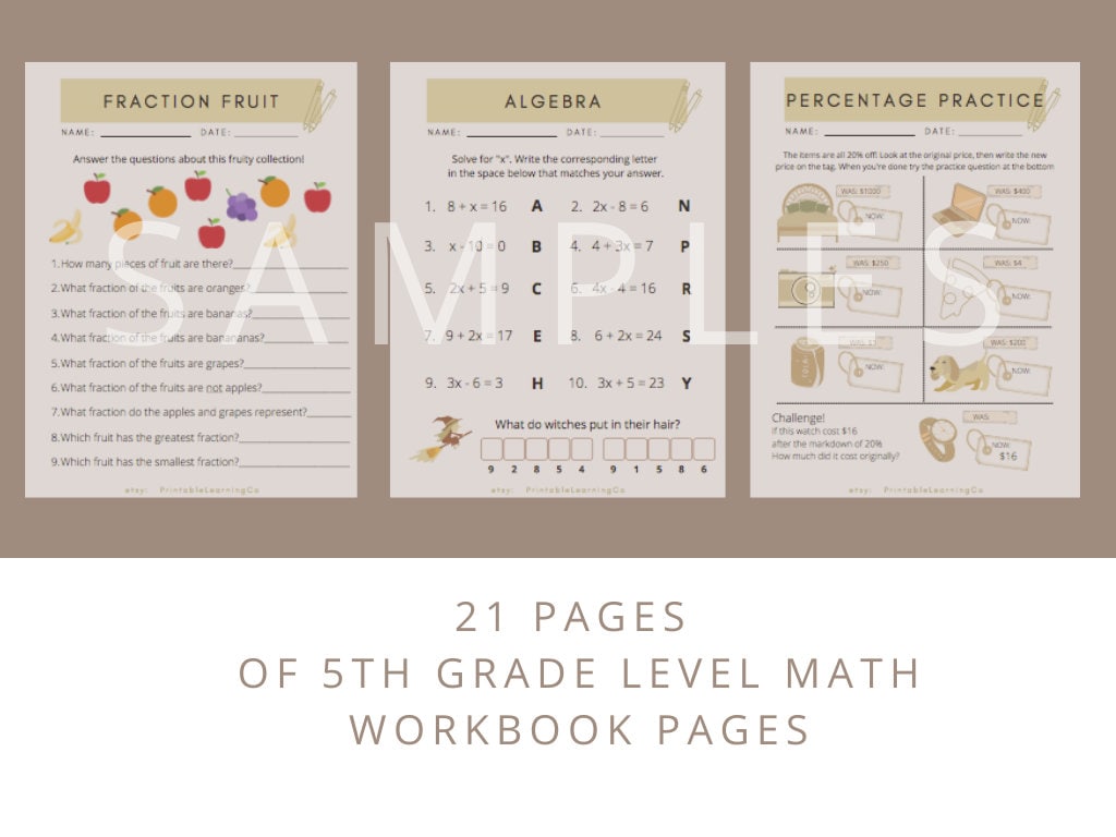 5th Grade Math Workbooks - Etsy