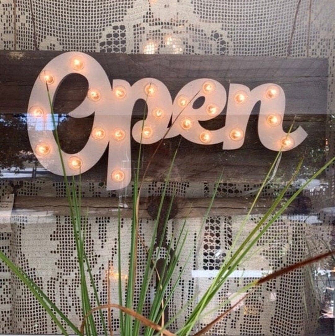 Lighted Open Sign / Open Sign Marquee / Wood Lighted Open Sign / Custom ...