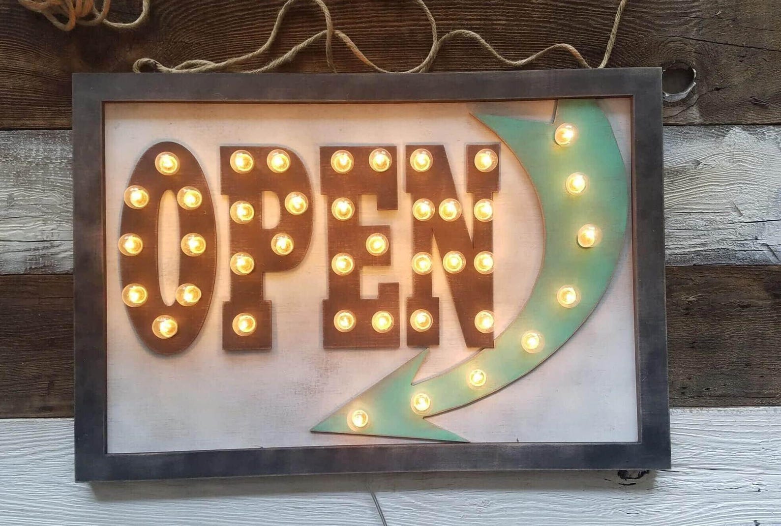 Lighted Wood Arrow Marquee Sign... Bar Business Wedding Gift Home Decor ...