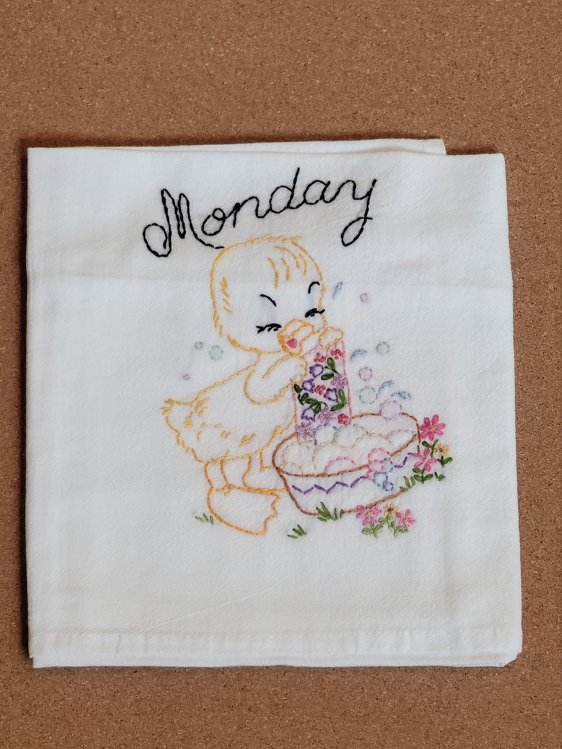 Ducky Ducks Hand Embroidered Tea Towel Set. 7 Cotton Flour - Etsy
