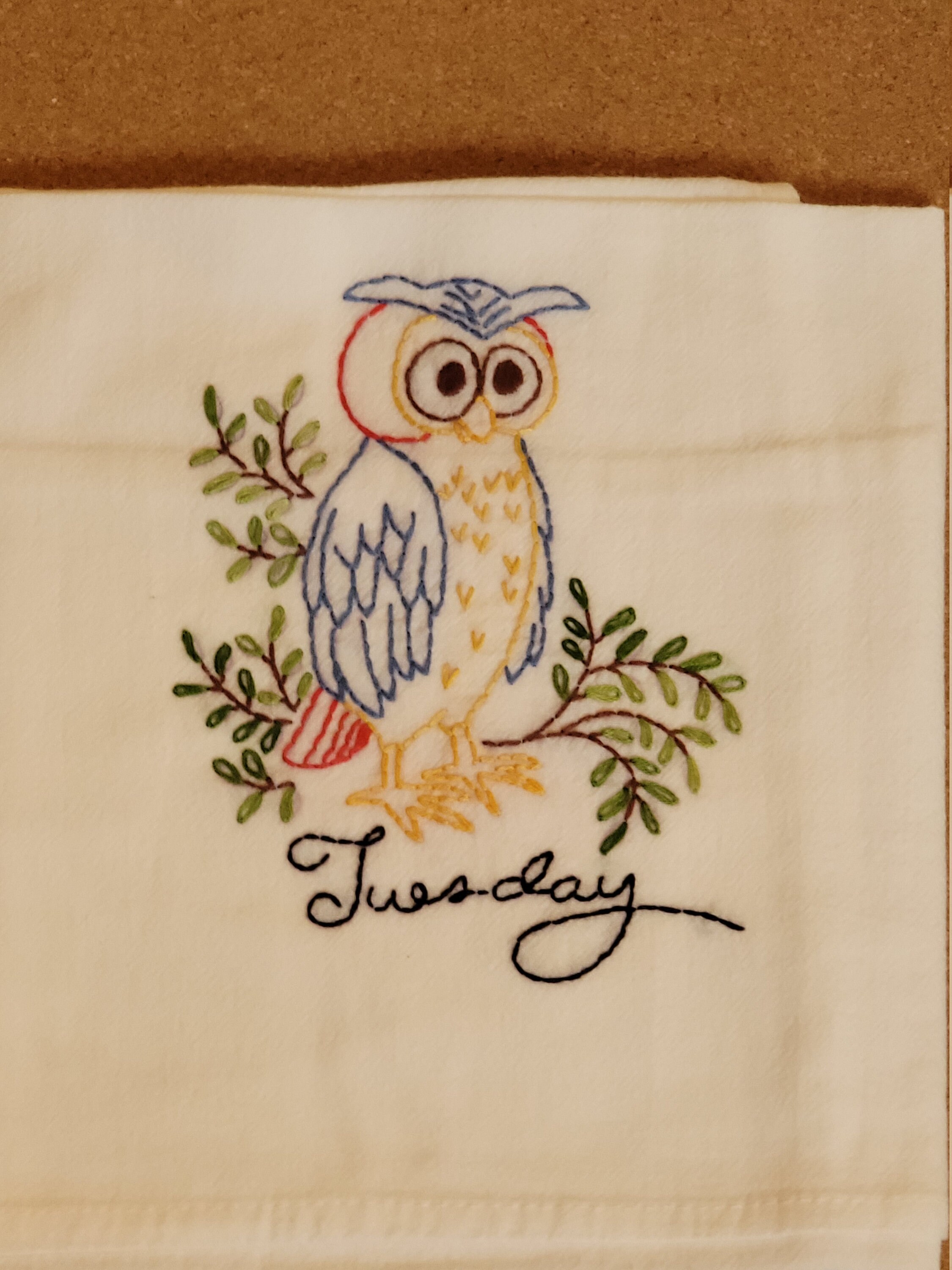Hooty Owls Hand Embroidered Days of the Week Tea Towels. 7 - Etsy