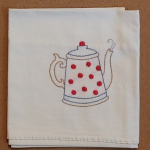 Color Filled Java Break Hand Embroidered Cotton Tea Towel Set. 7 Cotton ...