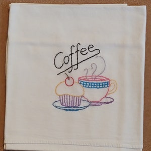 Color Filled Java Break Hand Embroidered Cotton Tea Towel Set. 7 Cotton ...