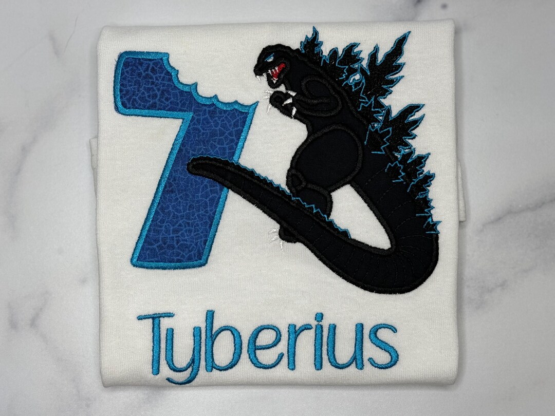 Godzilla Birthday Embroidery Shirt - Etsy
