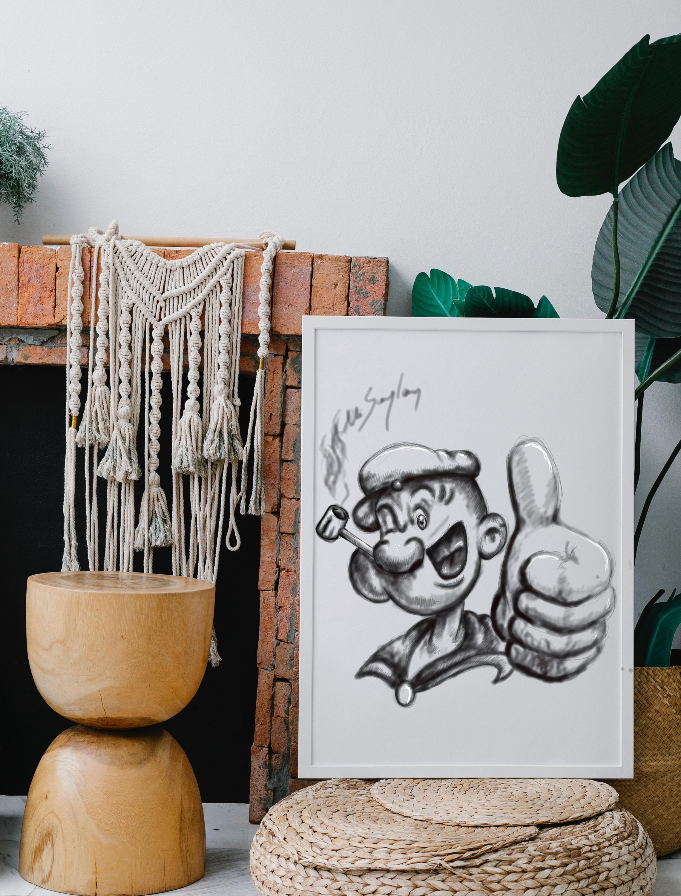 Popeye Marijuana Cartoon Design Digital Paint Illustration - Etsy