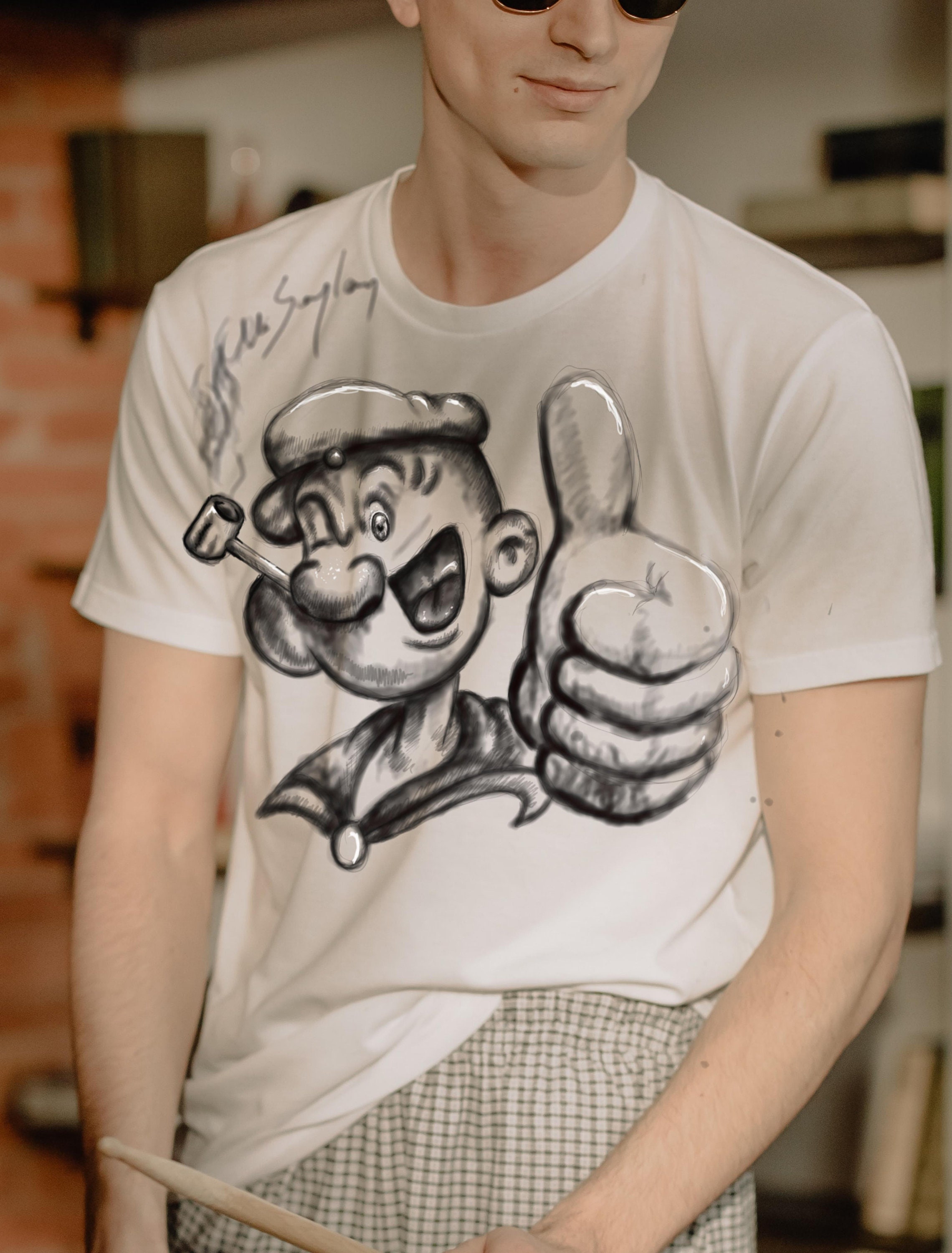 Popeye Marijuana Cartoon Design Digital Paint Illustration - Etsy