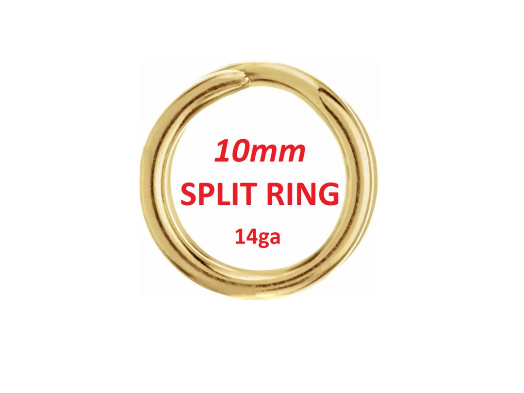 14k 14GA Yellow Gold Round 10mm Split Jump Ring Key Chain Keychain ...
