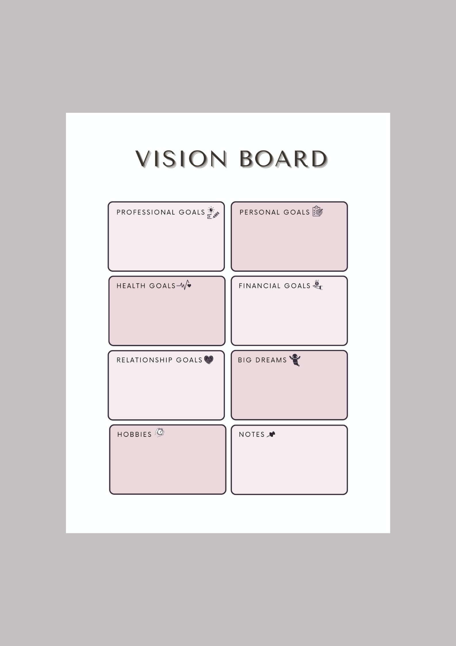 Simple, Minimalist and Easy to Use Vision Board Template: 4 Different ...