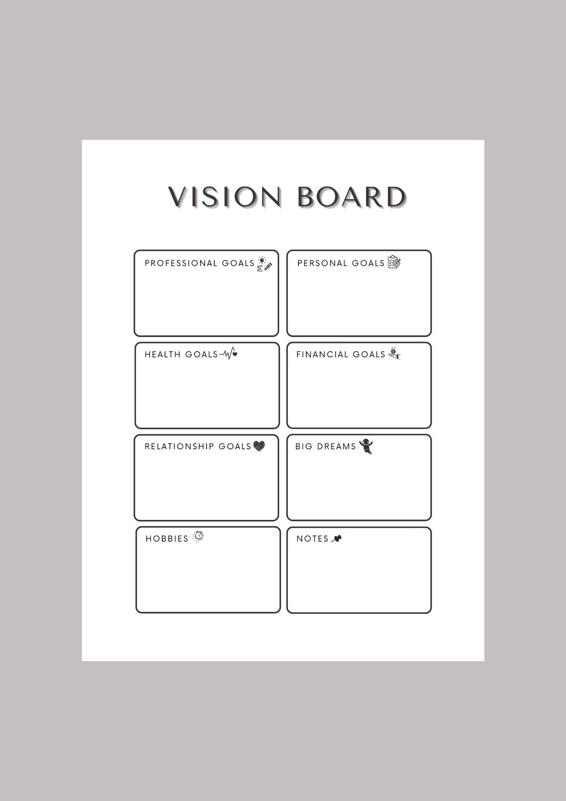 Simple, Minimalist and Easy to Use Vision Board Template: 4 Different ...