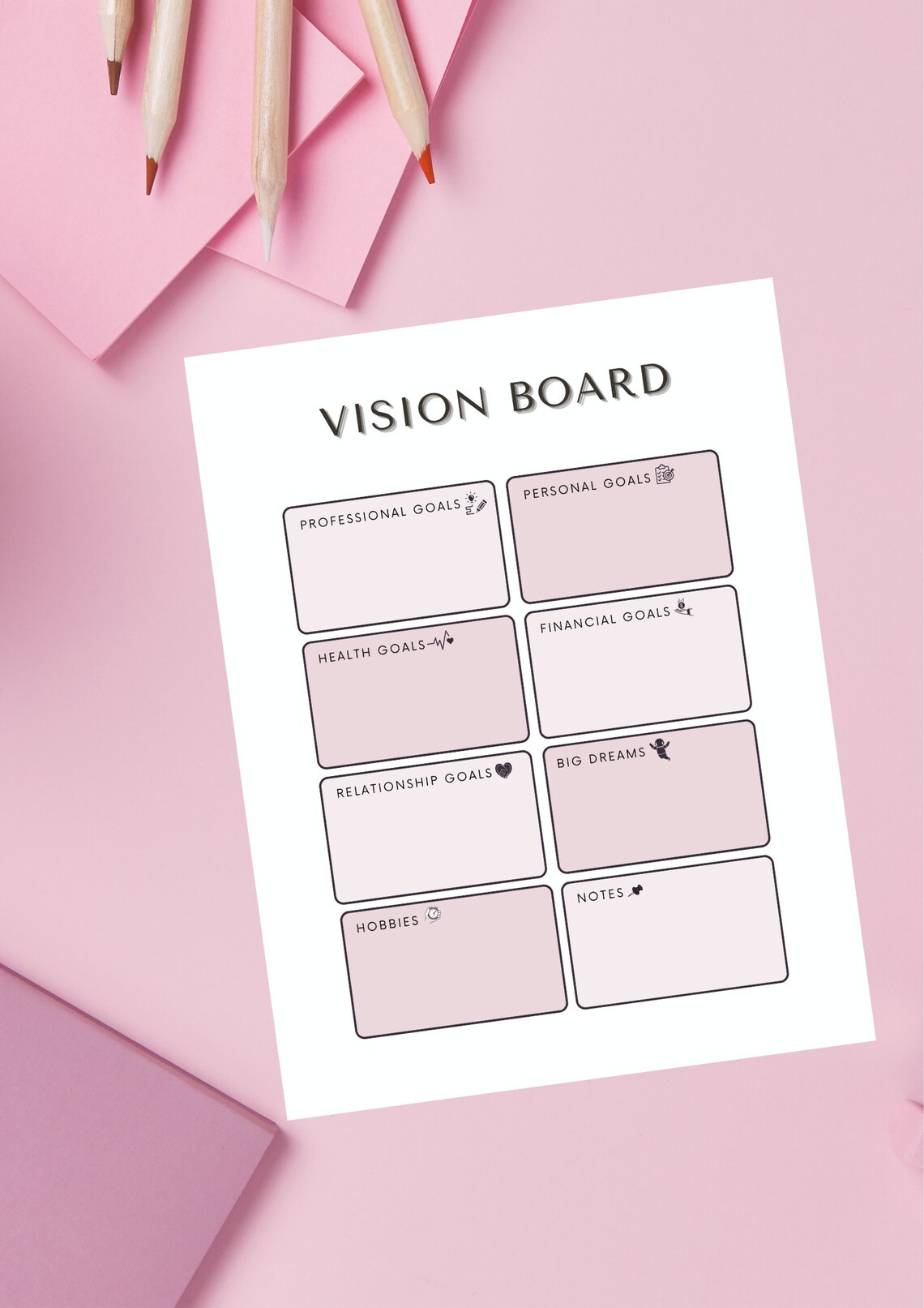Simple, Minimalist and Easy to Use Vision Board Template: 4 Different ...