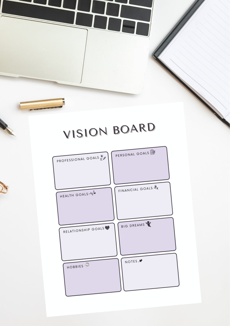 Simple, Minimalist and Easy to Use Vision Board Template: 4 Different ...