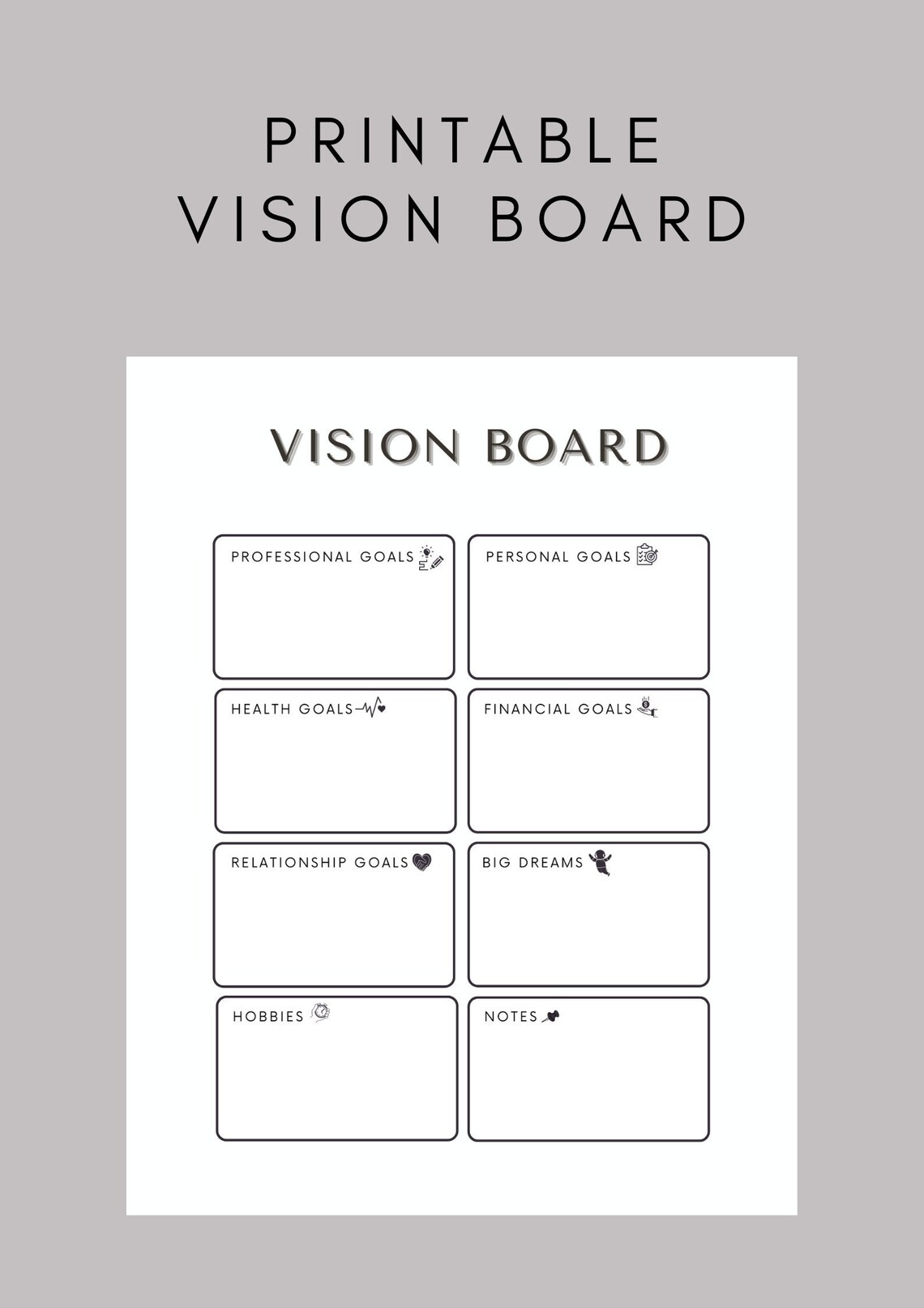 Simple, Minimalist and Easy to Use Vision Board Template: 4 Different ...