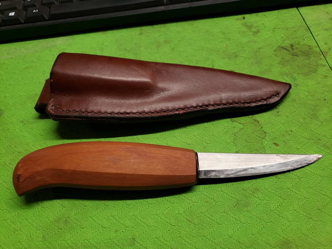 Jason Lonon 3 Sloyd Knife W/ Cherry Handle and Leather Right-handed ...