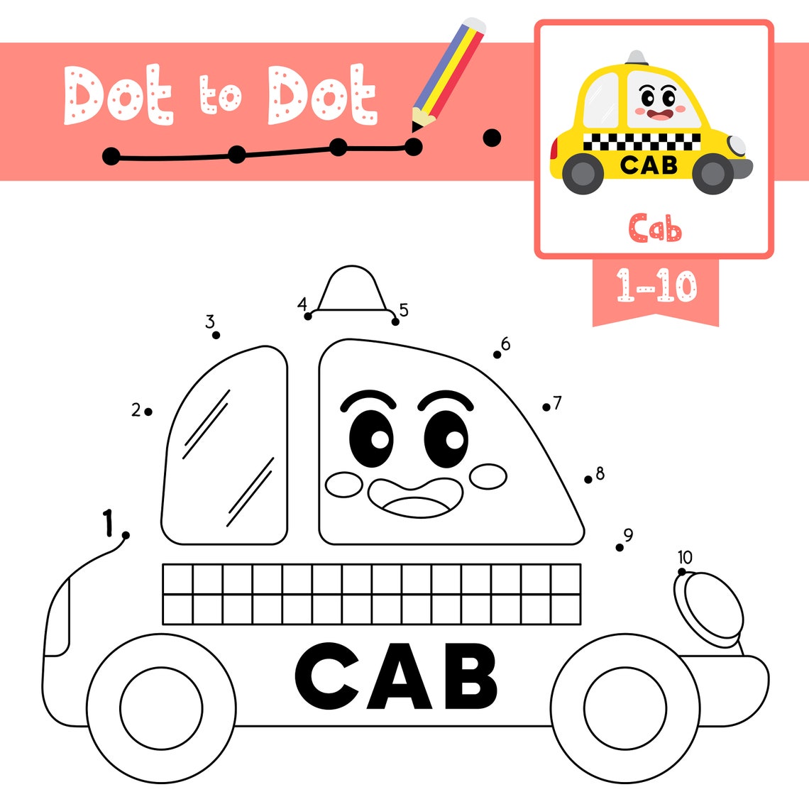 Coloring Book Connect to Dot - Etsy