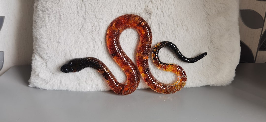 Baltic Amber and Resin Snake, Large Countertop Decor, Terrarium or ...