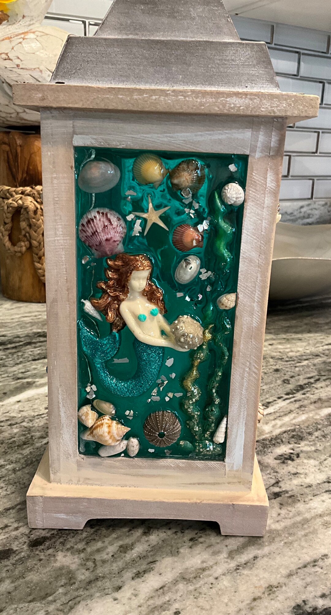 Mermaids Pre-order Coastal Lantern With Shells From the Gulf, Unique ...