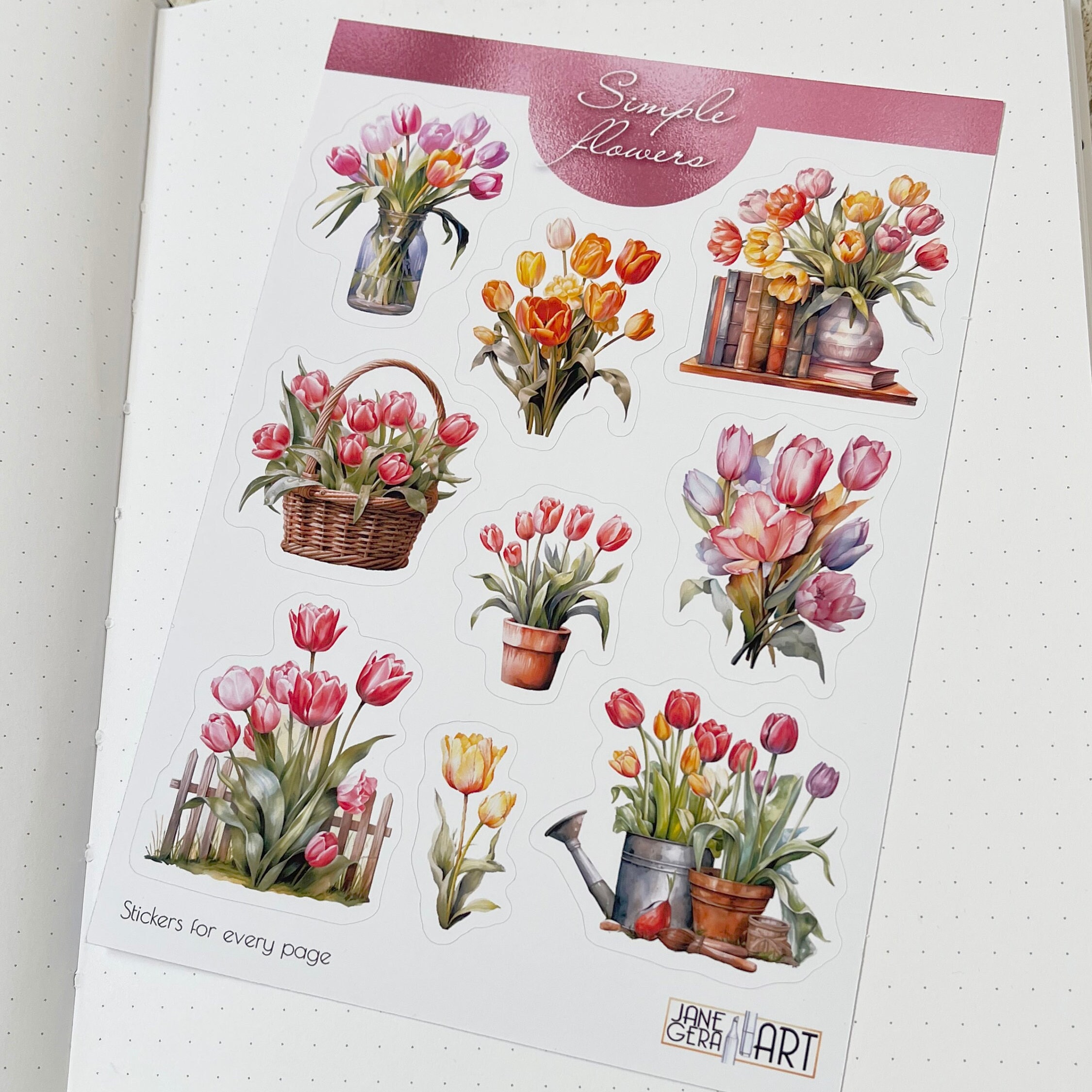 Spring Tulips Bujo Stickers Floral Sticker Sheet - Etsy