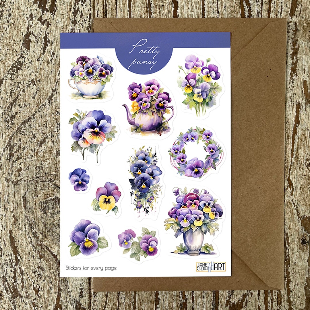 Pretty Pansy Flower Stickers Summer Planner Stickers - Etsy