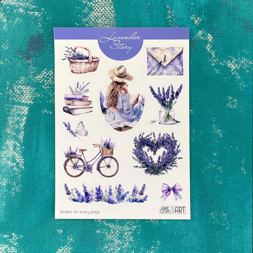 Lavender Story Stickers – Elegant Purple Floral Sticker Sheet for ...